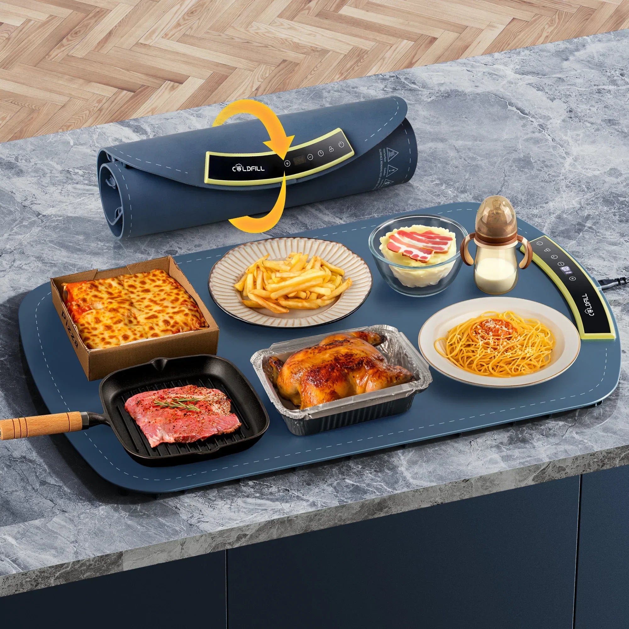 QuickHeat Foldable Table Warming Pad – 8-Setting Portable Food Warmer ...
